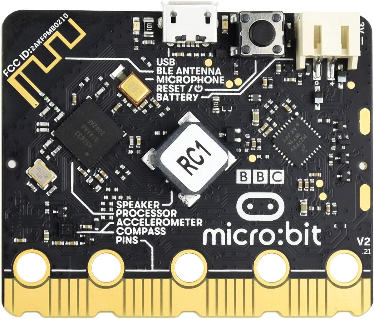 Micro:bit V2 Starter Kit with Silicone Protective Case, Built-in Speaker and Microphone (Includes BBC Micro Bit Official Latest Version V2.2 Board)