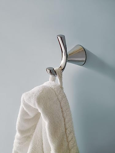 Moen Preston Collection Brushed Nickel 24-Inch Bathroom Single Towel Bar, Wall Mounted Hand or Body Towel Rack, DN8424BN & YB2303BN Glyde Robe Hook, Brushed Nickel