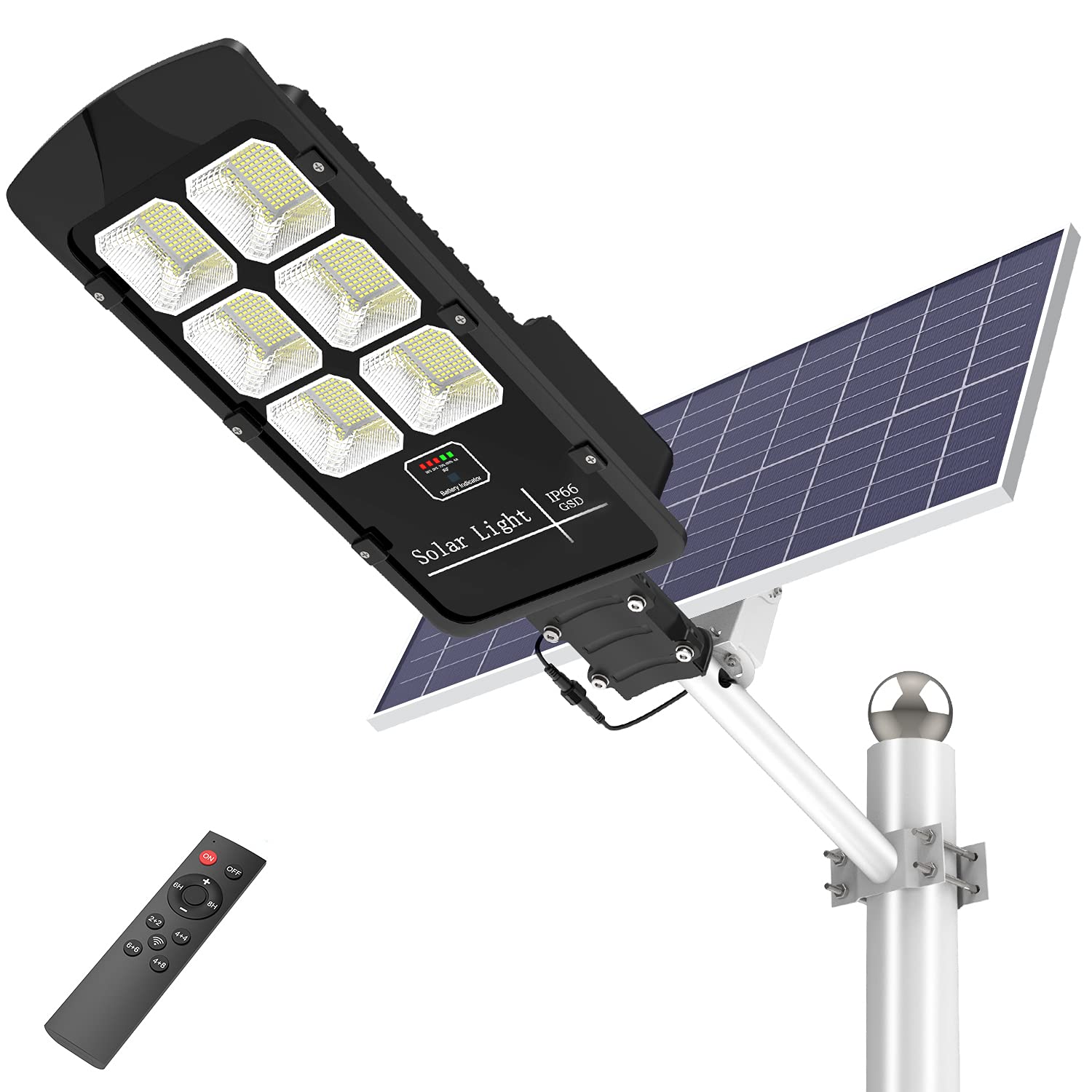 TENKOO LED Solar Street Light Outdoor - 20000LM 400W Motion Sensor Lamp Waterproof IP66 Security Powered for Dusk Dawn Court and Parking Lot Solares Flood Lights Commercial Streetlighteet