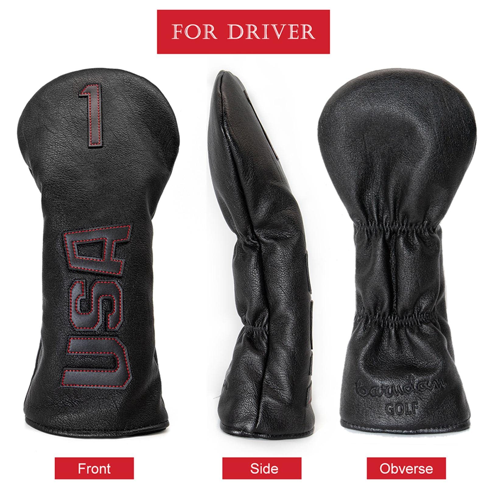 Colcolo Novelty Waterproof Golf Wood Headcover Durable Slip Head Cover Accessories, Red