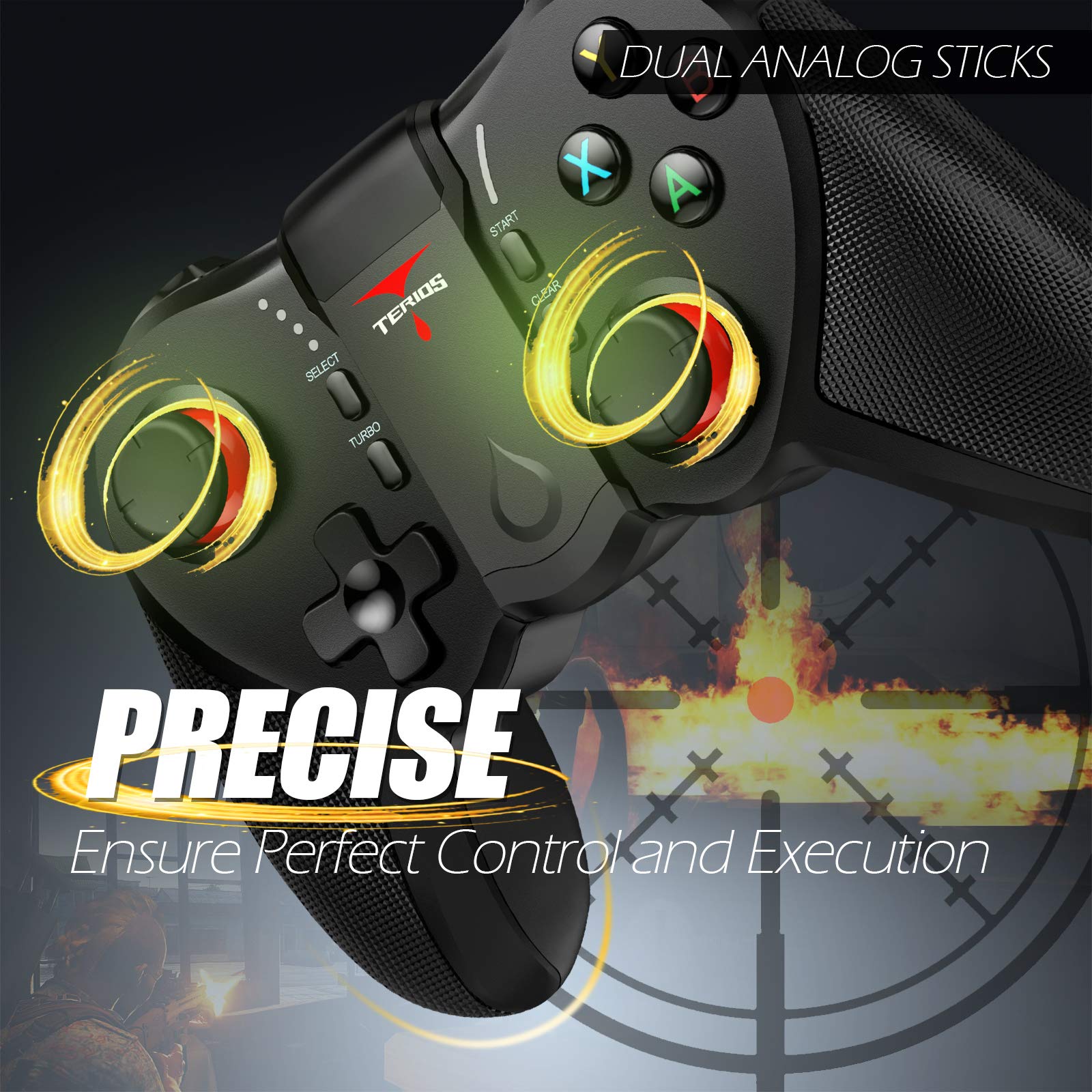 TERIOS Mobile Game Controller for Android β PC Controller β Gaming Remote for Smartphones/PS3/Windows β Instant Play and Turbo Function β Responsive Action Buttons