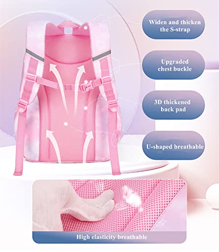 Girls backpack,Kids Backpack for Girl,Cute Elementary Bookbag Waterproof Large Capacity School Bag Backpacks for Girls (Pink)
