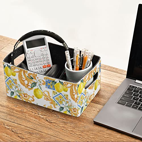 Lemon Storage Basket Felt Storage Bin Collapsible Shelves Basket Empty Gift Baskets Organizer for Pet Supplies Magazine