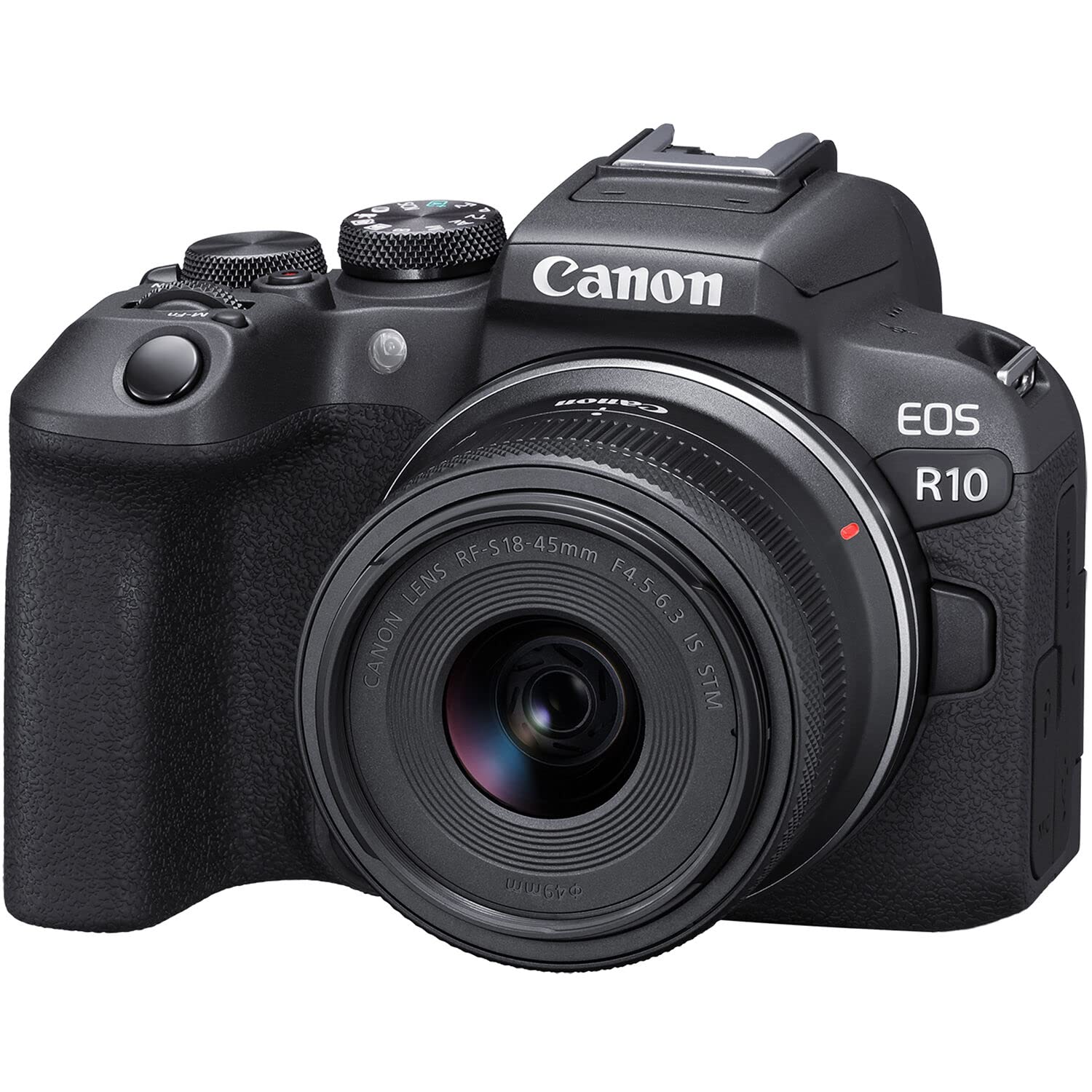 Camera Bundle for Canon EOS R10 Mirrorless Camera with RF-S 18-45mm f/4.5-6.3 is STM, EF 75-300mm f/4-5.6 III Lens, EF-EOS R Lens Adapter + Extra Battery, Pro Microphone + Accessories Kit (Renewed)