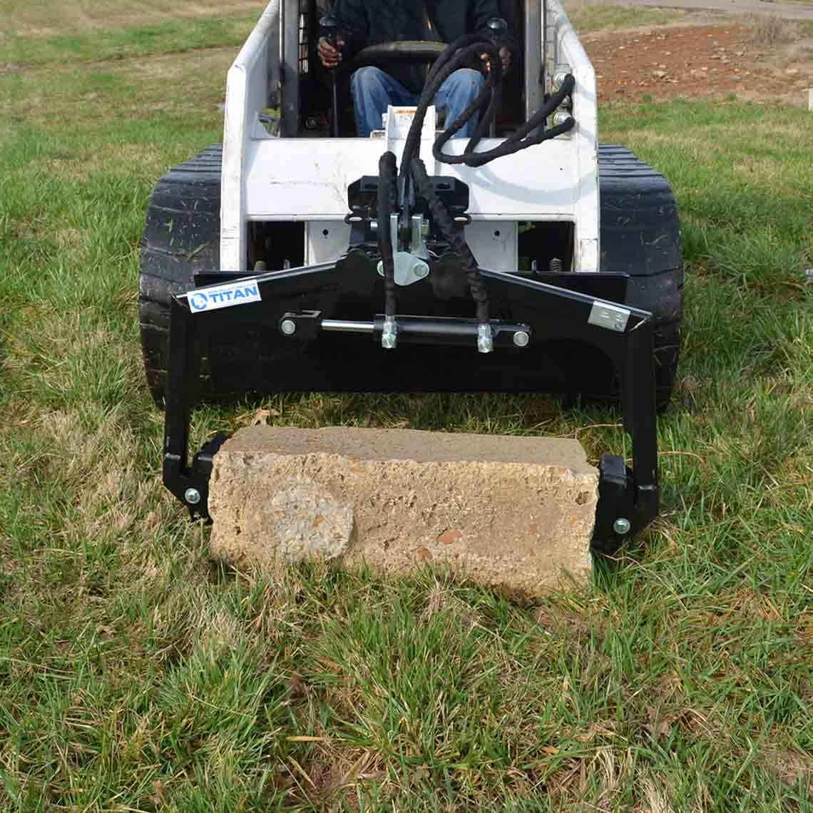 Titan Hydraulic Hardscape Grapple Attachment for Universal Skid Steer Quick Tach