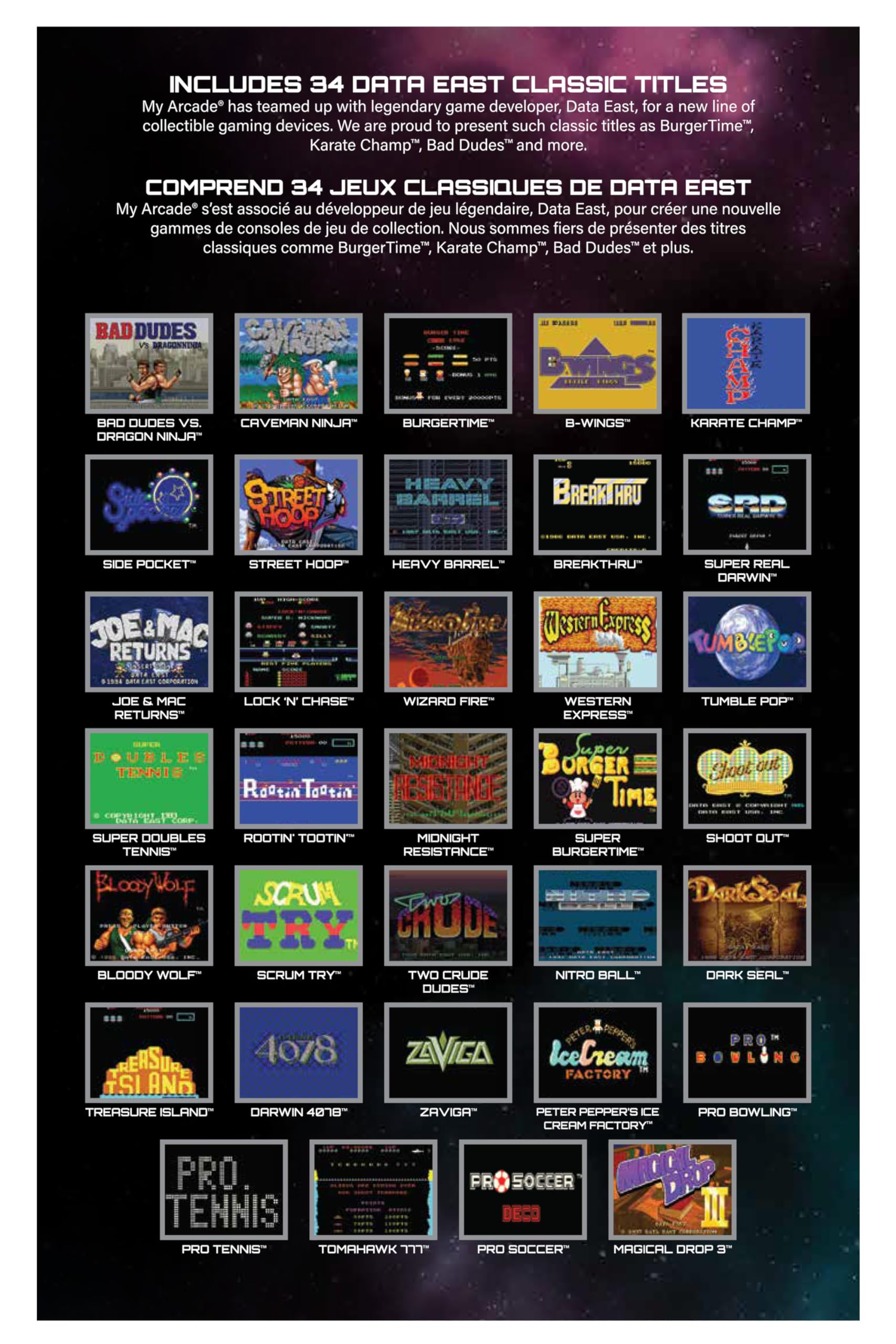 My Arcade Data East Classics Mini Player - 10 Inch Retro Arcade Machine Cabinet - Includes 35 Games