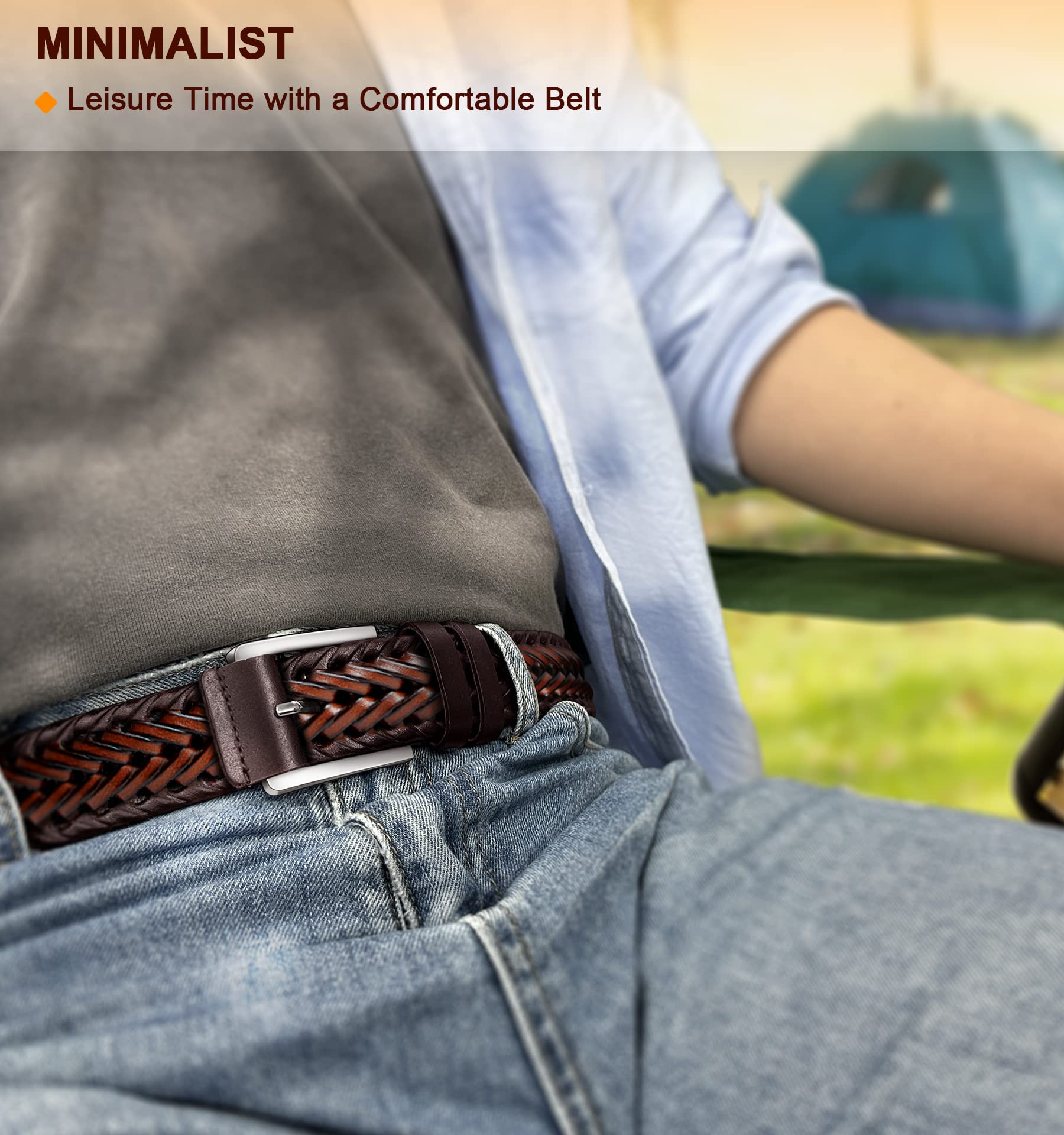 bULLIANT Mens/Women belts, Leather Woven braided belts for Men Casual Jeans Golf,Anyfit,Gift boxed