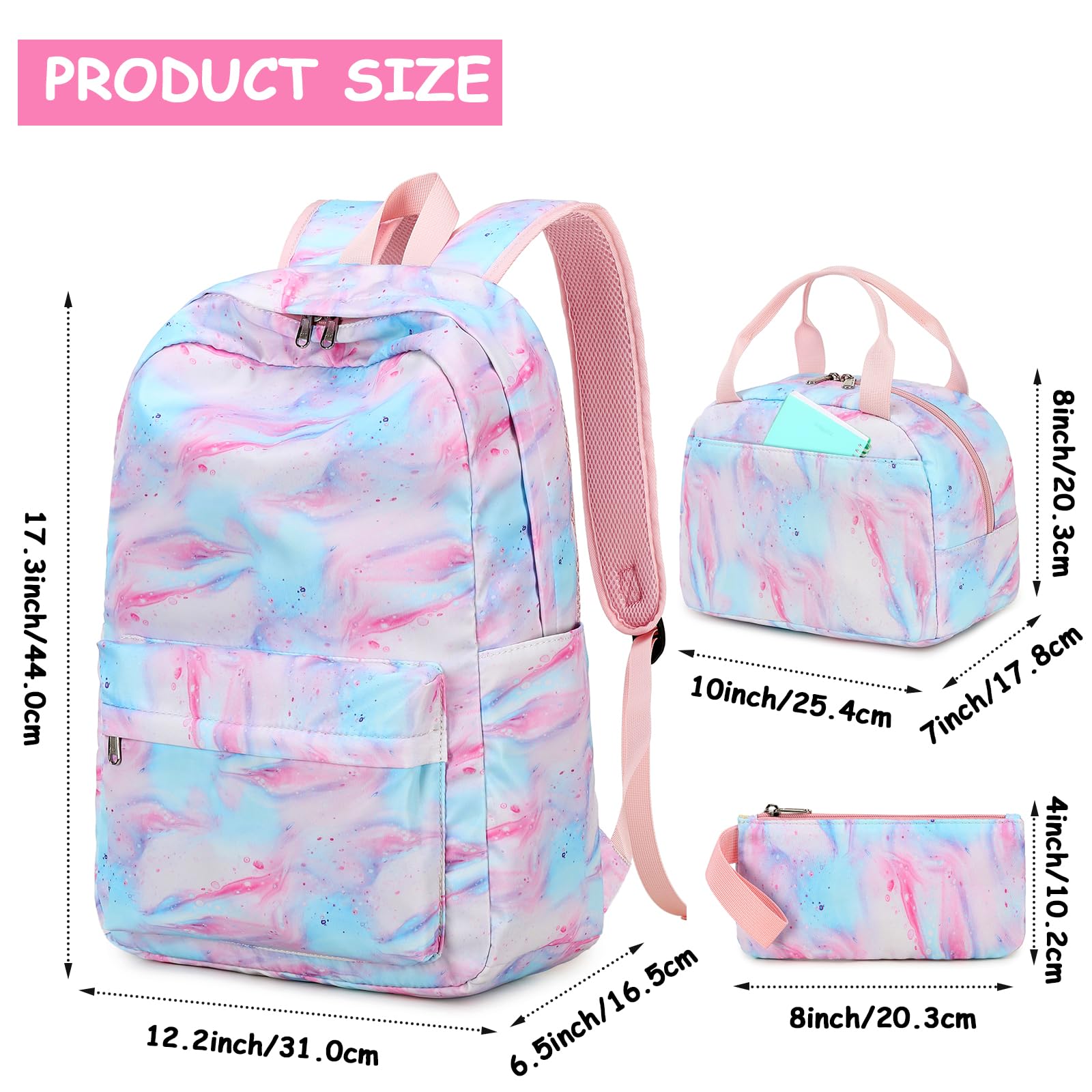 Bluboon School Backpack Teens Girls Boys Kids School Bags Bookbag with Lunch bag pencil pouch
