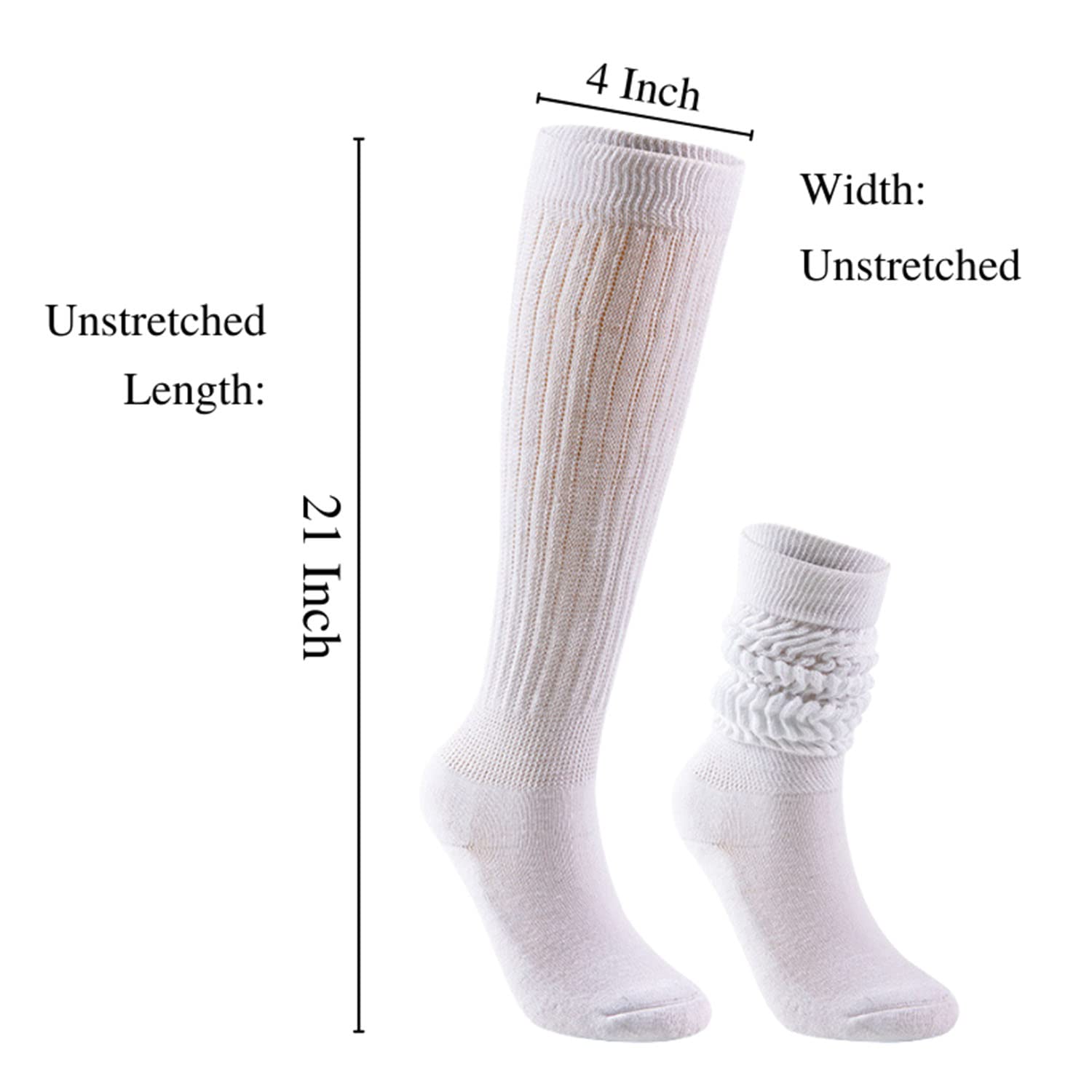 Colyltoy 2 Pair Womens Slouch Socks, Soft Stacked Scrunch Socks,Cotton Slouchy Socks for Women Size 9-11