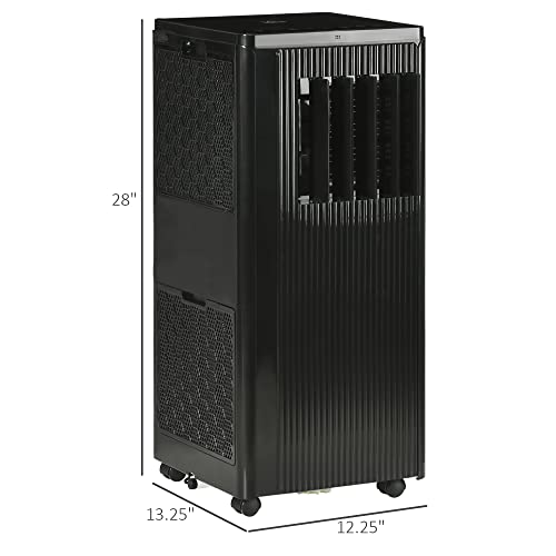 HOMCOM 8,000 BTU Smart WiFi Portable Air Conditioners for Rooms Up to 215 Sq. Ft., Cool Dehumidifier Fan 3-in-1 Portable AC Unit with Remote, 24H Timer, Window Mount Kit Included, Black