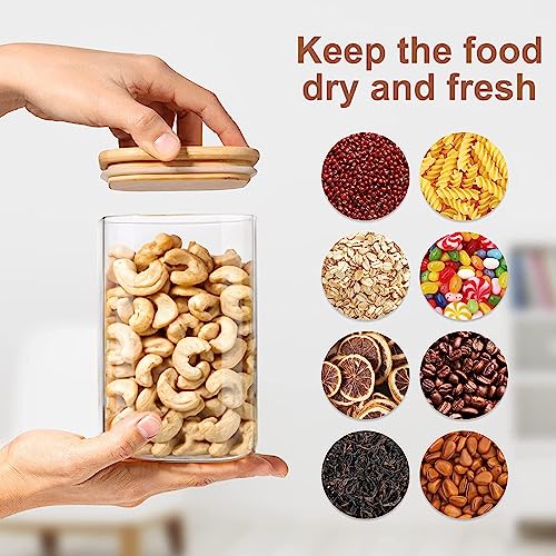 Glass Jars with Bamboo Airtight Lids - 17oz Glass Food Storage Containers, 3Pack Borosilicate Glass Canisters Coffee Jar with Spoon for Tea, Sugar, Spice, Bath Salts, Overnight Oats