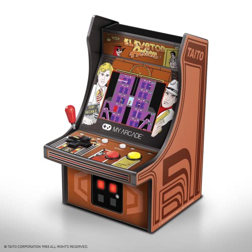 My Arcade Micro Player Mini Arcade Machine: Elevator Action Video Game, Fully Playable, 6.75 Inch Collectible, Color Display, Speaker, Volume Buttons, Headphone Jack, Battery or Micro USB Powered