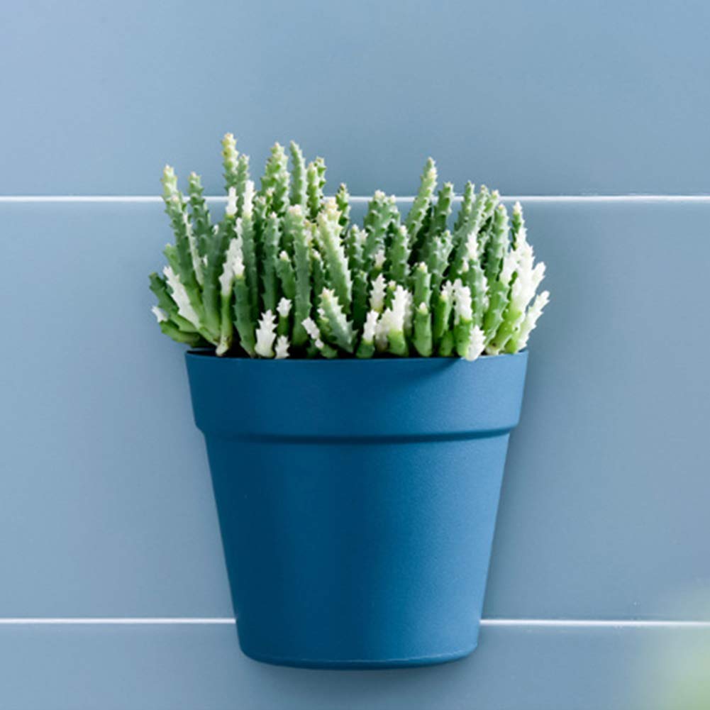 Difcuy Flower Pot,Semicircle Plant Bonsai Flower Pot Planter Bucket Wall Mount Office Home Decor Garden Tools Blue