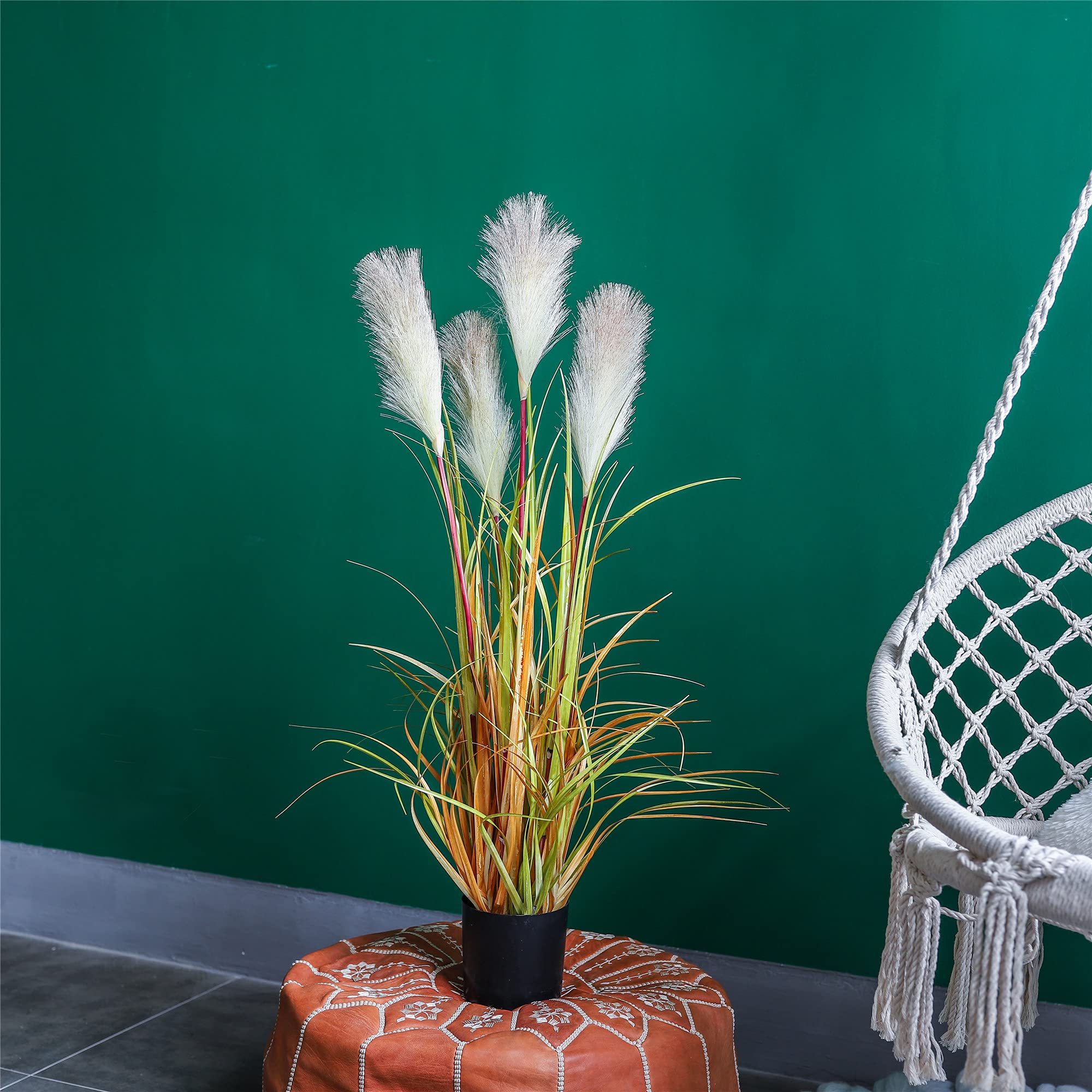 NCYP Artificial Plants for Home Decor (35 Inches Tall) Indoor Natural Large Faux Potted Plants with Black Planter Pot, Office Floor Decorative, Fake Reed Grasses