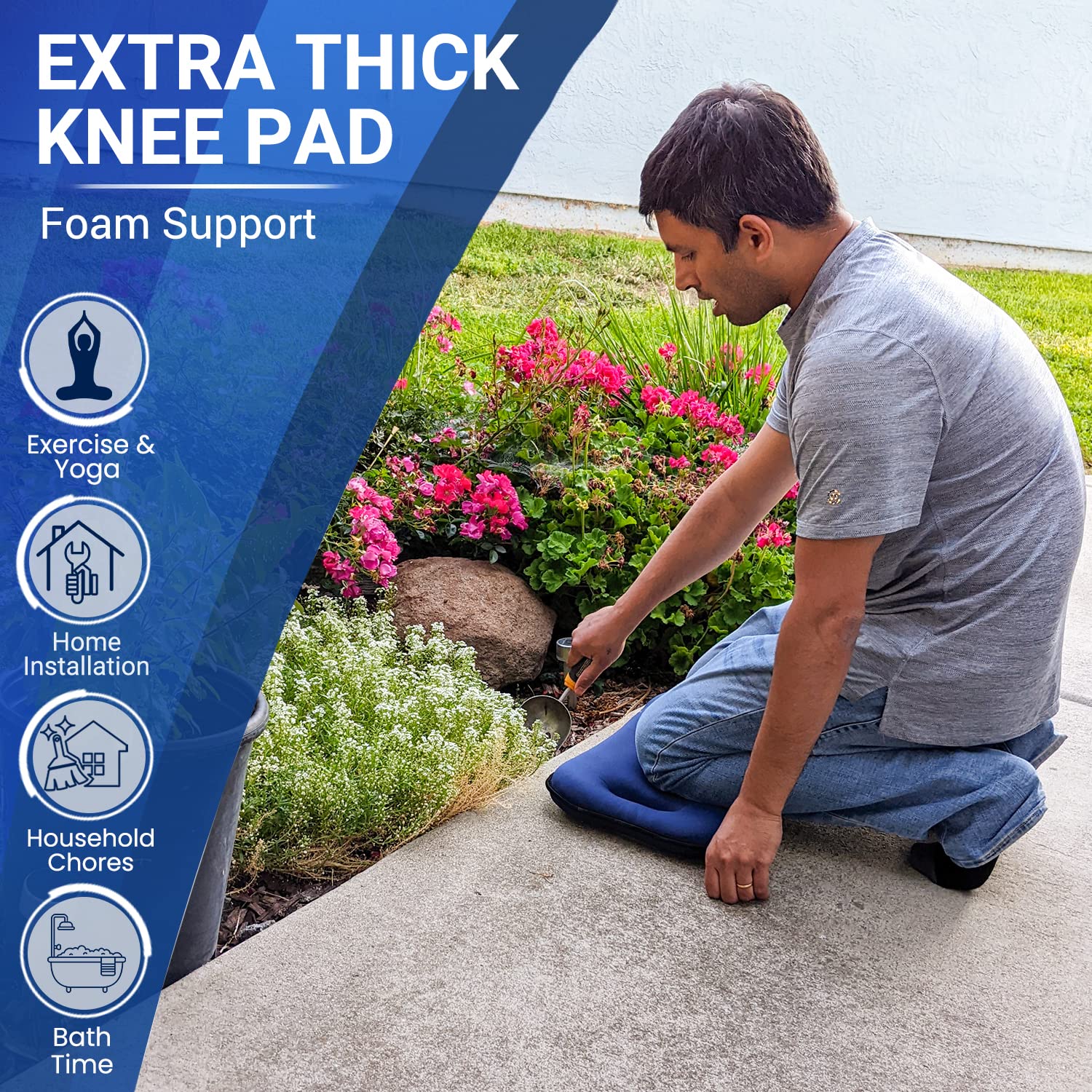 CHARGUY Extra Thick Knee Pad, Garden Kneeling Pad Gardening Yoga Baby Bath Exercise Flooring Cleaning Kneeler, High-Density Foam Cushion Support Knee Mat
