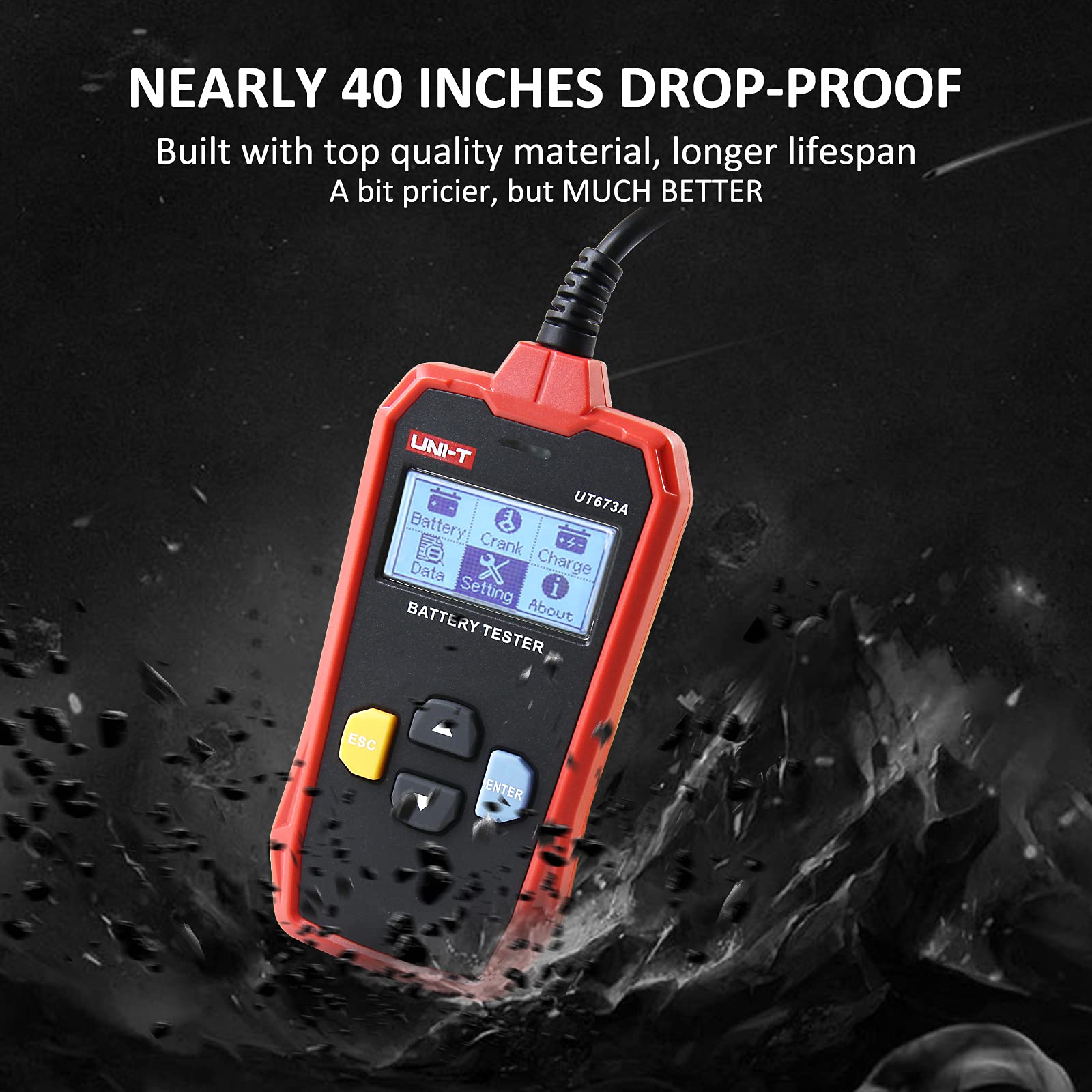 Car Battery Tester Analyzer12V,Load Tester,AGM Battery Measurement,Car,Motorcycle,Truck,Marine Charging System Test,40-2000 CCA,UT673A