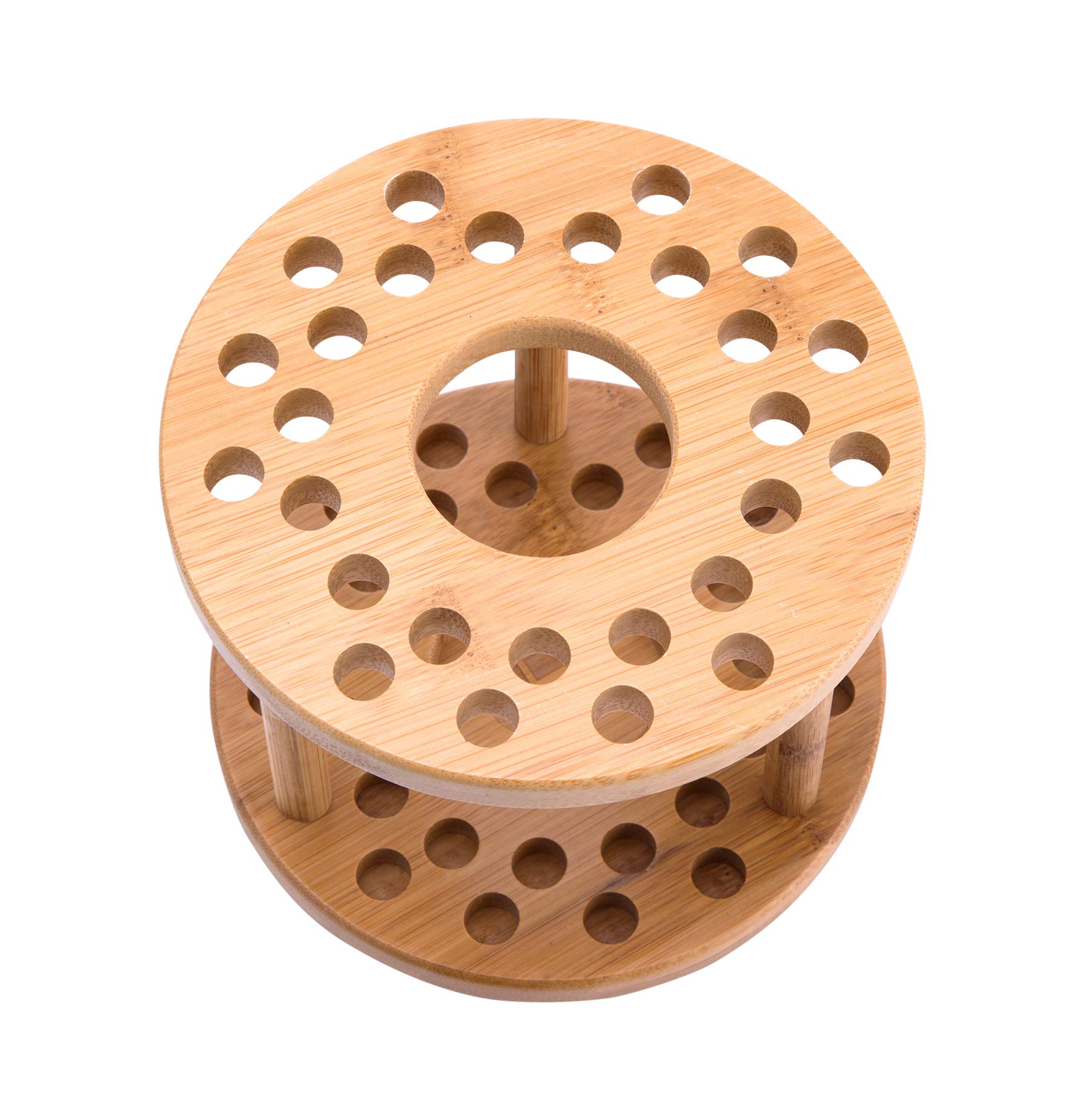 J JACKCUBE DESIGN 360 Rotating Paint Brush Holder Bamboo Watercolor Artist Brush Water Coloring Organizer Display Stand Tray Rack with 27 Holes and 1 Big Hole – MK441A