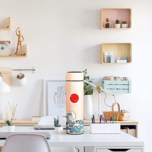 Coffee Thermos Water Bottle, Smart Tea Infuser Bottle with LED Temperature Display, Trendy style 17 OZ Stainless-Steel Water Bottle