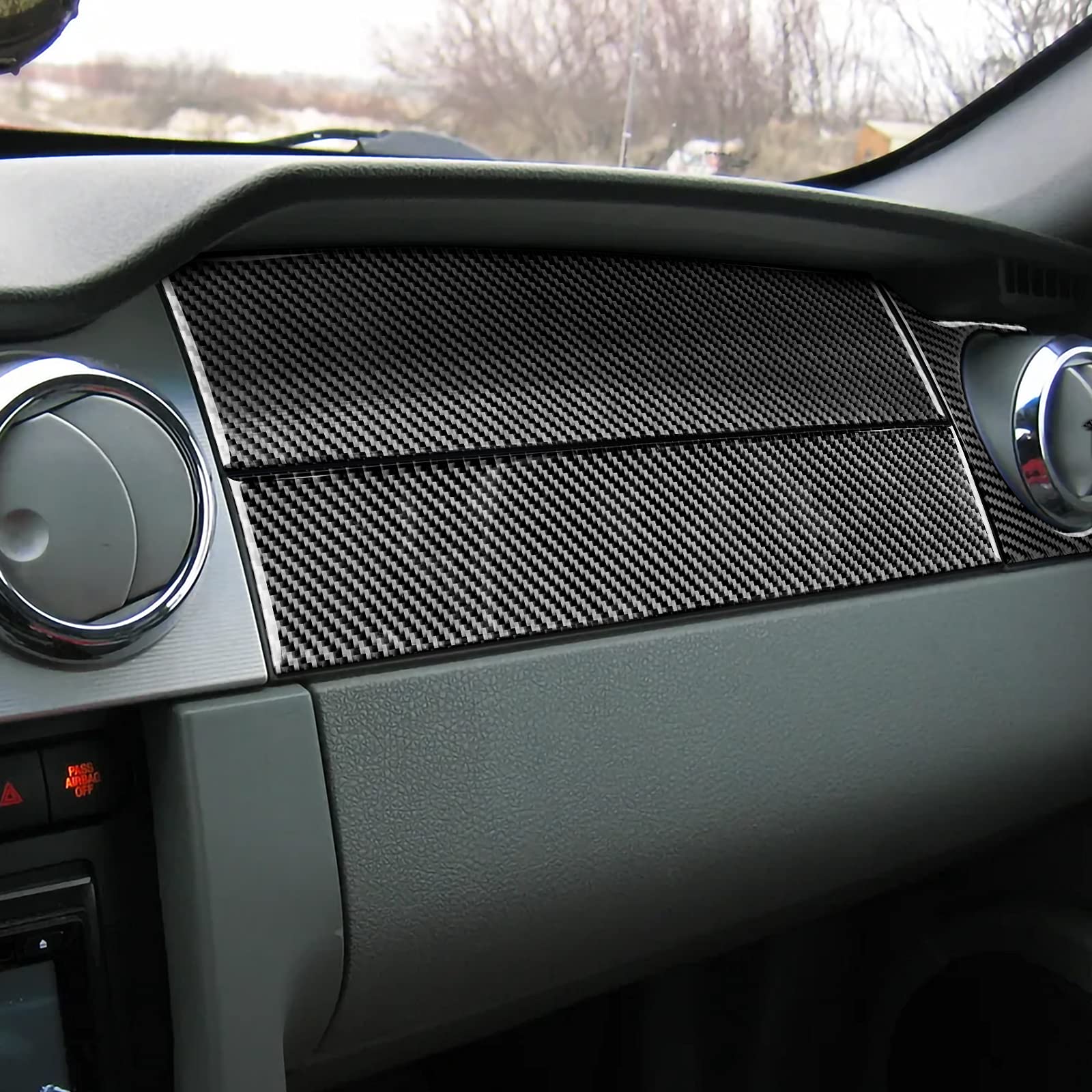Car Copilot Air Vent Panel Sticker Decal Carbon Fiber Interior Trim Cover for Ford Mustang GT 2005 2006 2007 2008 2009 S197 Accessories