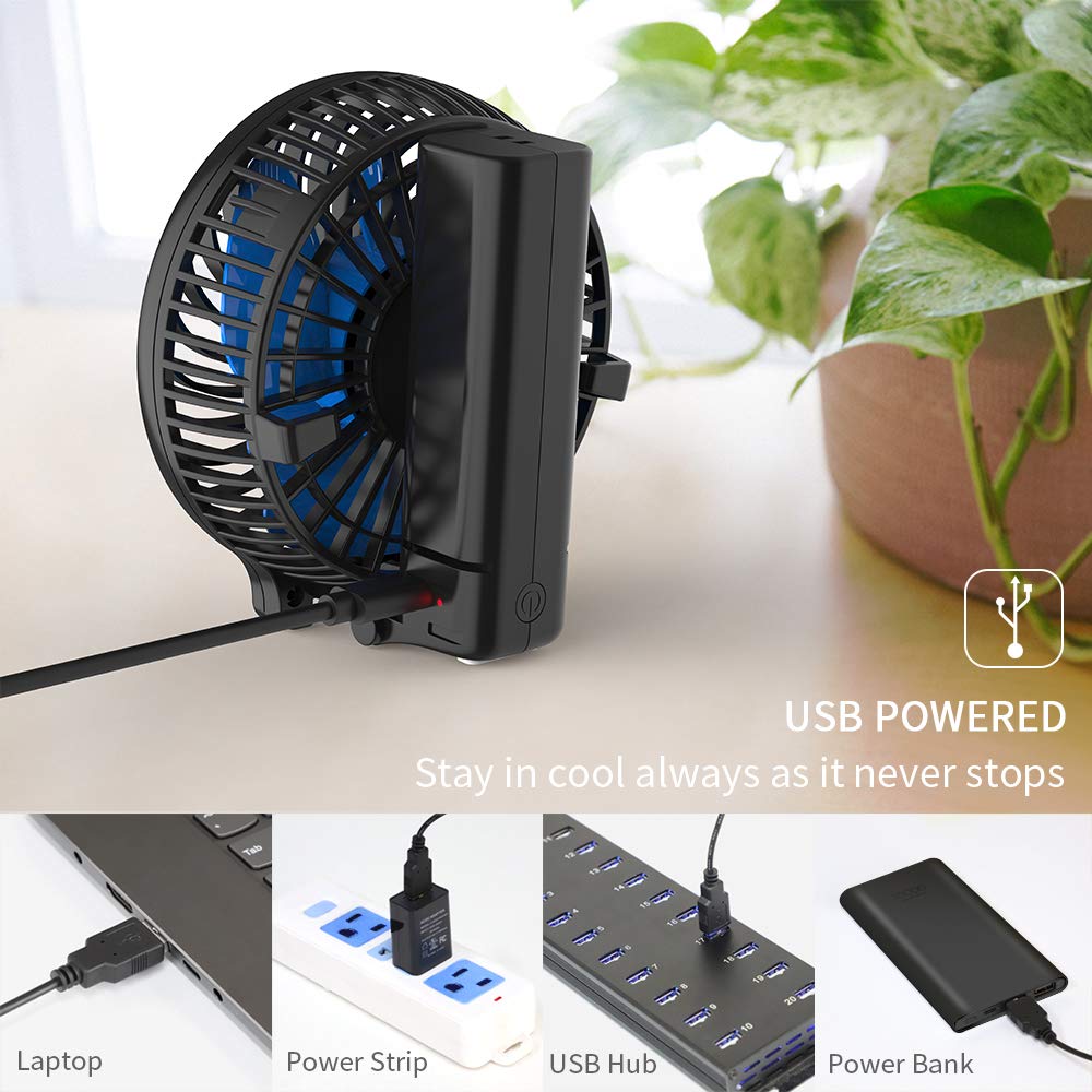 Portable Handheld Fan,USB Rechargeable Mini Fan with 2200mAh Battery Operated, Small Hand Held Fans 3 Speeds Adjustable, 180° Rotation Foldable Personal Desk Fan for Home Office Desktop and Travel