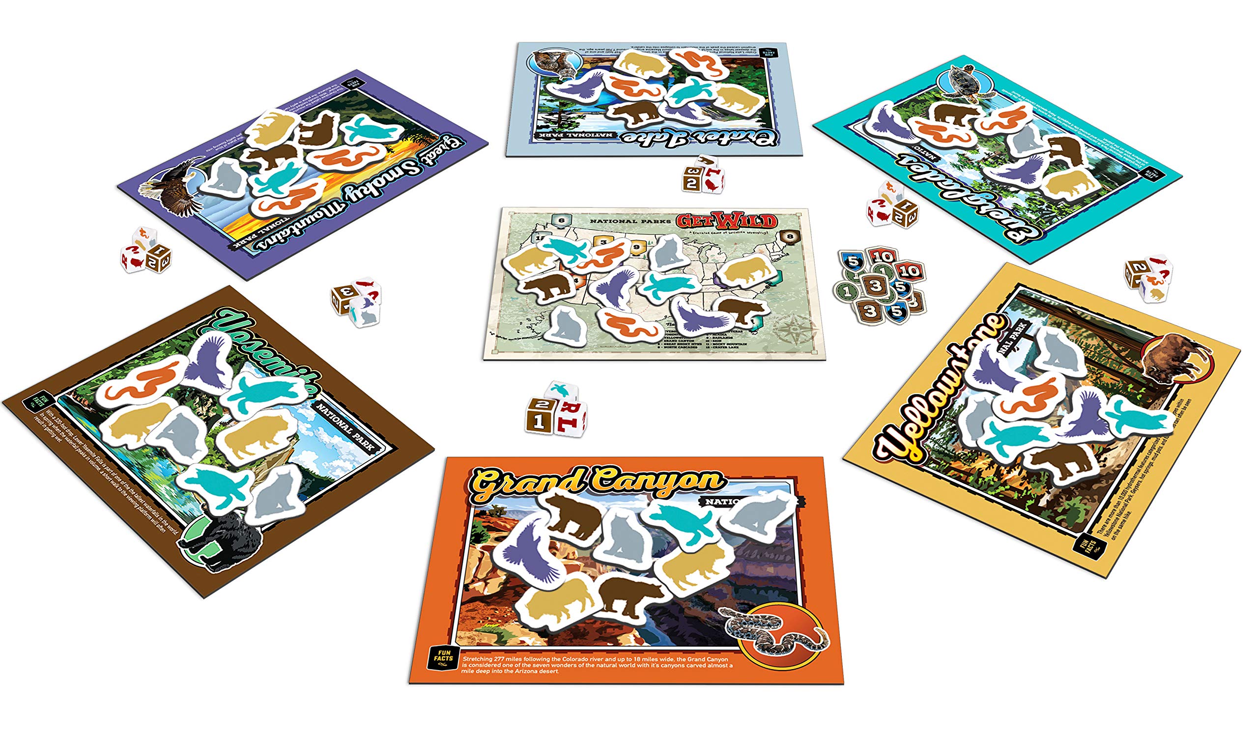 USAOPOLY National Parks Get Wild | Quick-Rolling Dice Game Featuring Iconic National Park Locations | Great Kids Game & Family Board Game