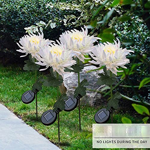 sknonr Outdoor Waterproof Garden Lawn Plug-in Light LED Solar Light Artificial Chrysanthemum Light Home Garden Decoration 3 Pieces, 80cm