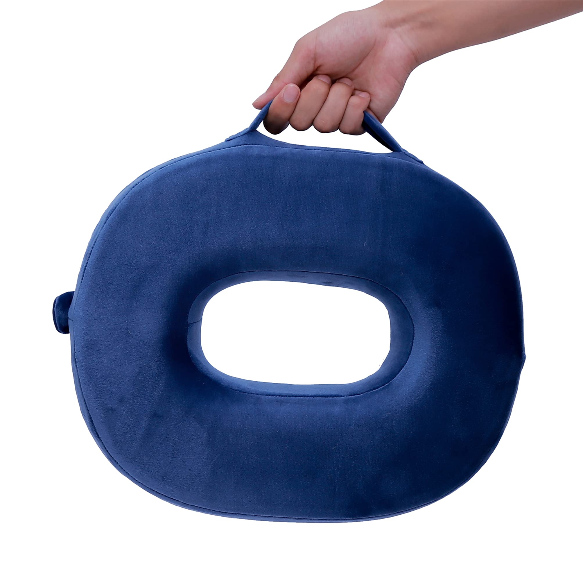 CLRUPR Memory Foam Seat Cushion - Donut Cushion for Haemorrhoid and Piles Sufferers, Suitable for Wheelchair, Car Seat, Office Or Outdoor (Navy Blue)(14.9 * 12.5 * 2.6inch)