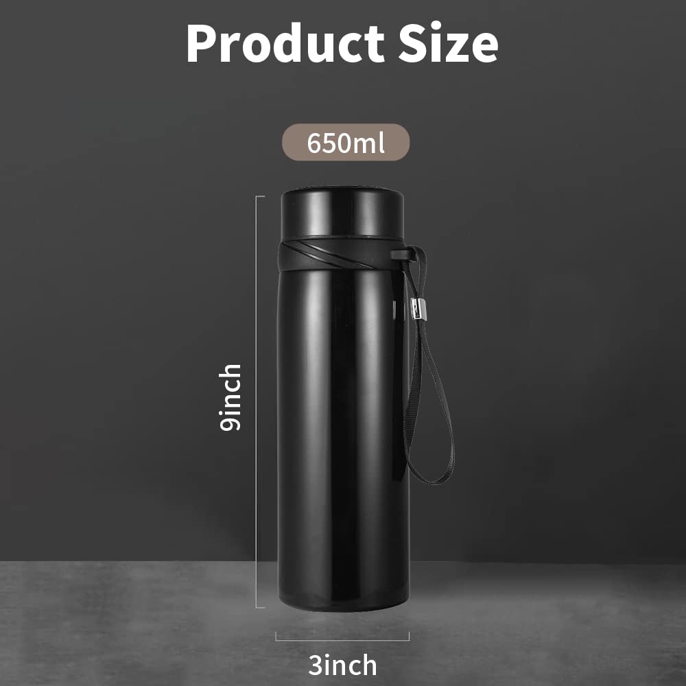 Coffee/Tea thermos, 21 Oz Smart Coffee bottle, LED Temperature Display Tea Infuser Bottle, Sports Water Bottle, Double Wall Vacuum Insulated Water Bottle, Stay Hot or Cold for 24 Hours