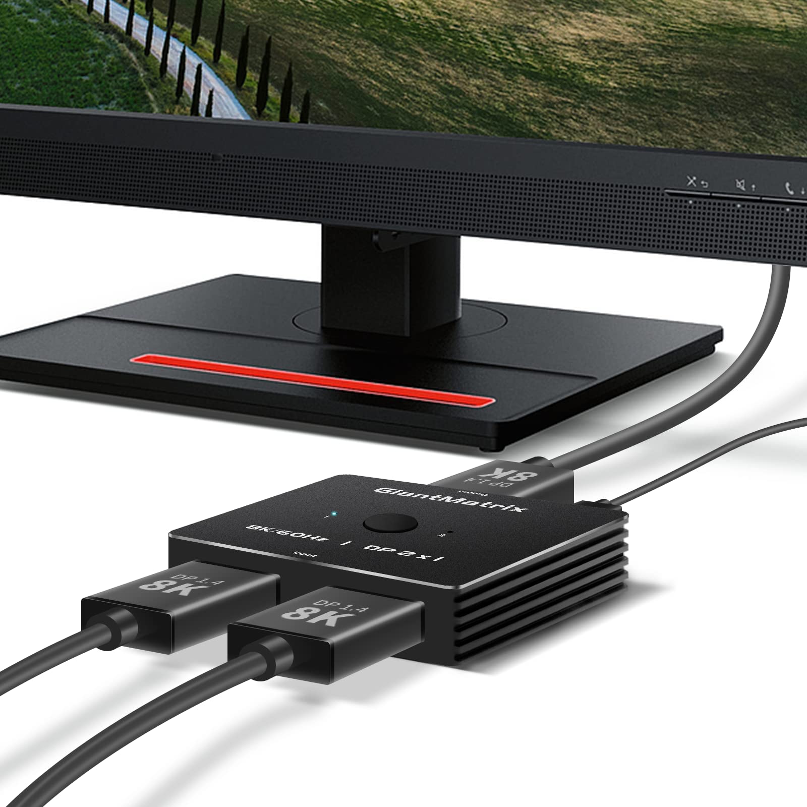 DP Switch 2 in 1 Out,Display Port Splitter 2 in 1 Out ,Display Port Switch Box 2 in 1 Out 8k 60HZ 4k 144HZ 4K 240HZ 4K 175HZ Not Bi-Directional