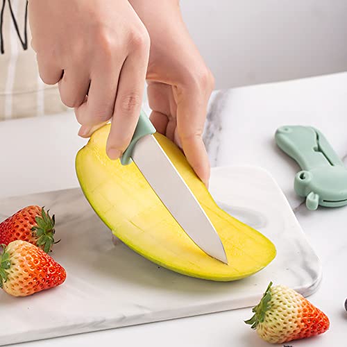 Creative hippo ceramic knife, Paring Knife with Sheath, Lightweight Peeler Non Stick Ceramic Blade (Green)