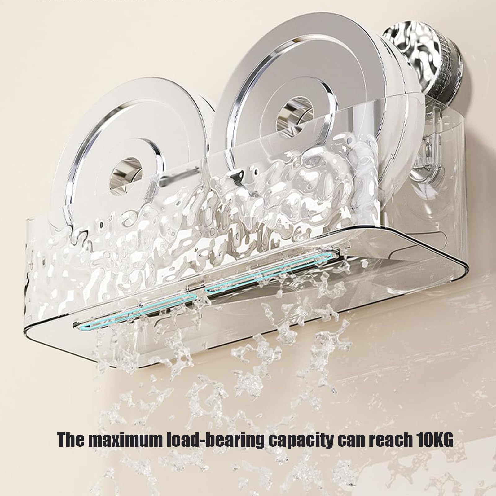 DOHV Light Luxury Style Glacier Pattern Suction Cup Shelf, 2024 New Suction Cup Shower Caddy, Bathroom Strong Suction Cup Storage Rack Kitchen Punching Free Storage Basket (Transparent white-b)