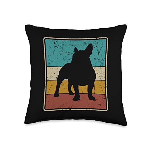 Funny French Bulldog Dog Gift Men Women French Bulldog Lovers Gift Men Women Frenchie Vintage Dog Throw Pillow, 16x16, Multicolor