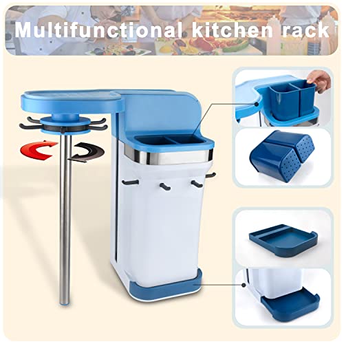 FIVETAS Kitchen Utensils Set with Holder, Nylon Cooking Utensils Set,6Pieces Stainless Steel Knives Set for Kitchen,Vegetable Peeler Knife,Cheese Grater,Cleaning Brush and 2 Plastic Cutting Boards.