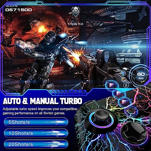 Forlleco Switch Controller, Wireless Switch Pro Controller for Switch/Switch Lite/Switch OLED/PC, Nintendo Switch Controller with Cool LED Light, Vibration, Gyro Axis, Adjustable Turbo and Wake Up