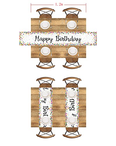 Letjolt Happy Birthday Table Runner 72 Inches White Table Runner Celebrate Birthday Party Table Decor, White