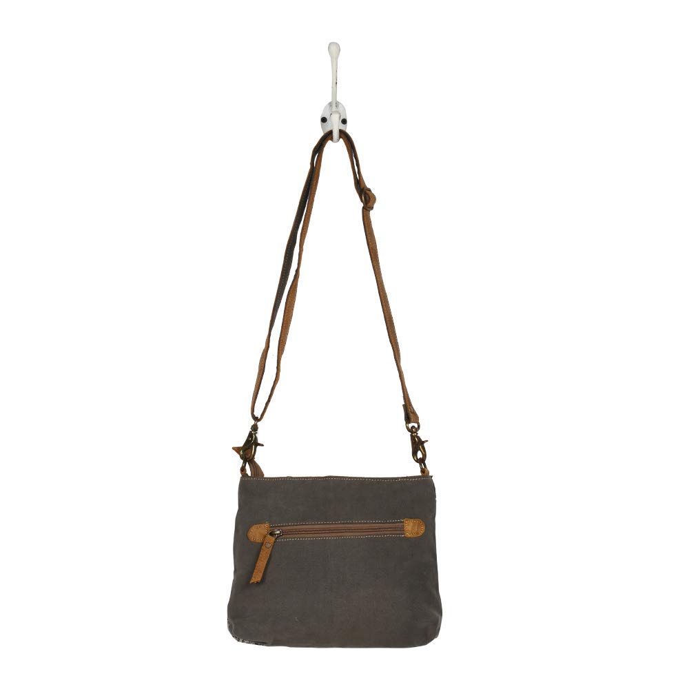 Myra Bag La Farine Upcycled Canvas & Leather Small Crossbody Bag S-1247 Brown