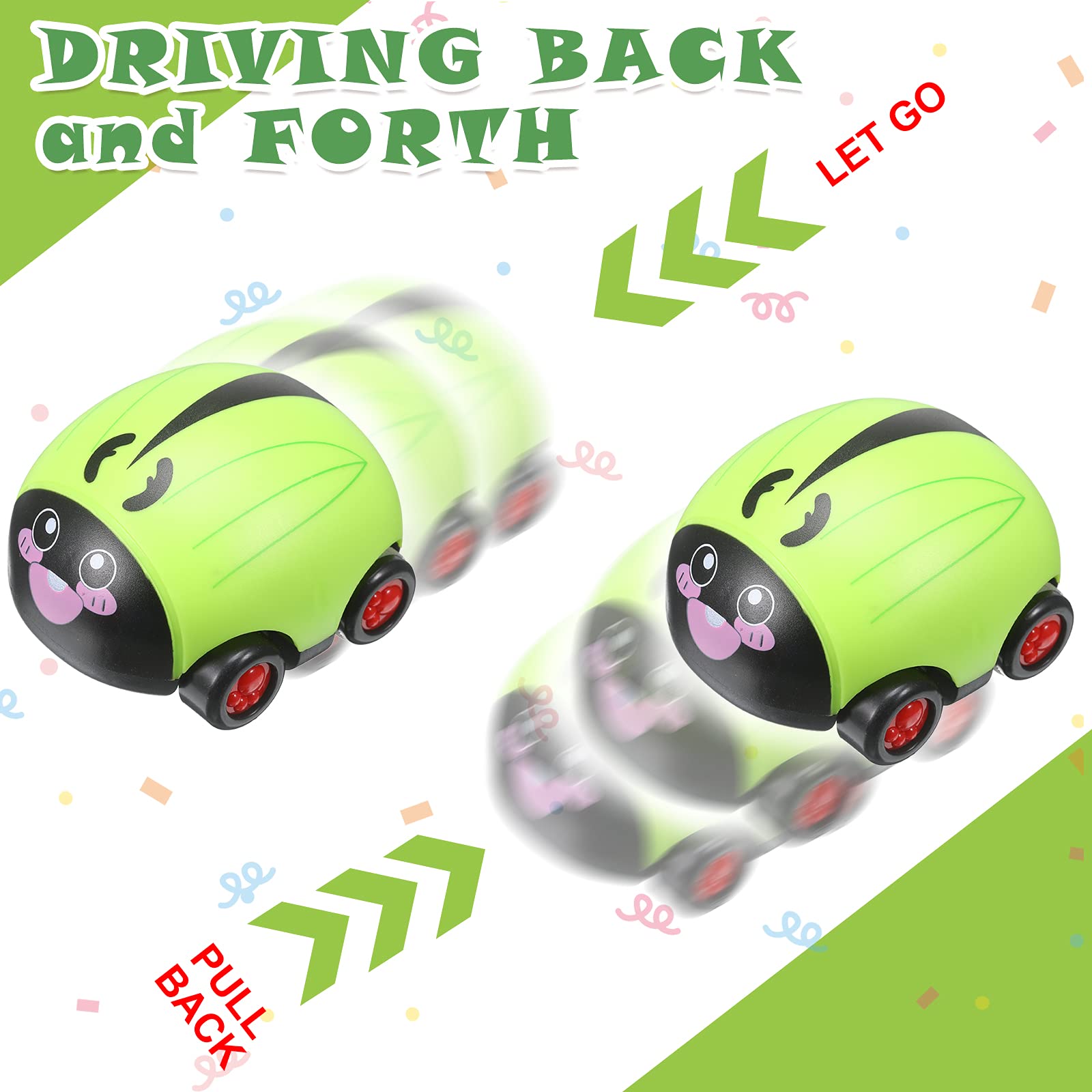 Skylety 6 Pieces Animals Pull Back Cars Friction Powered Push and Go Back and Forth Vehicles Car Toys Friction Powered Vehicle Playset Toys