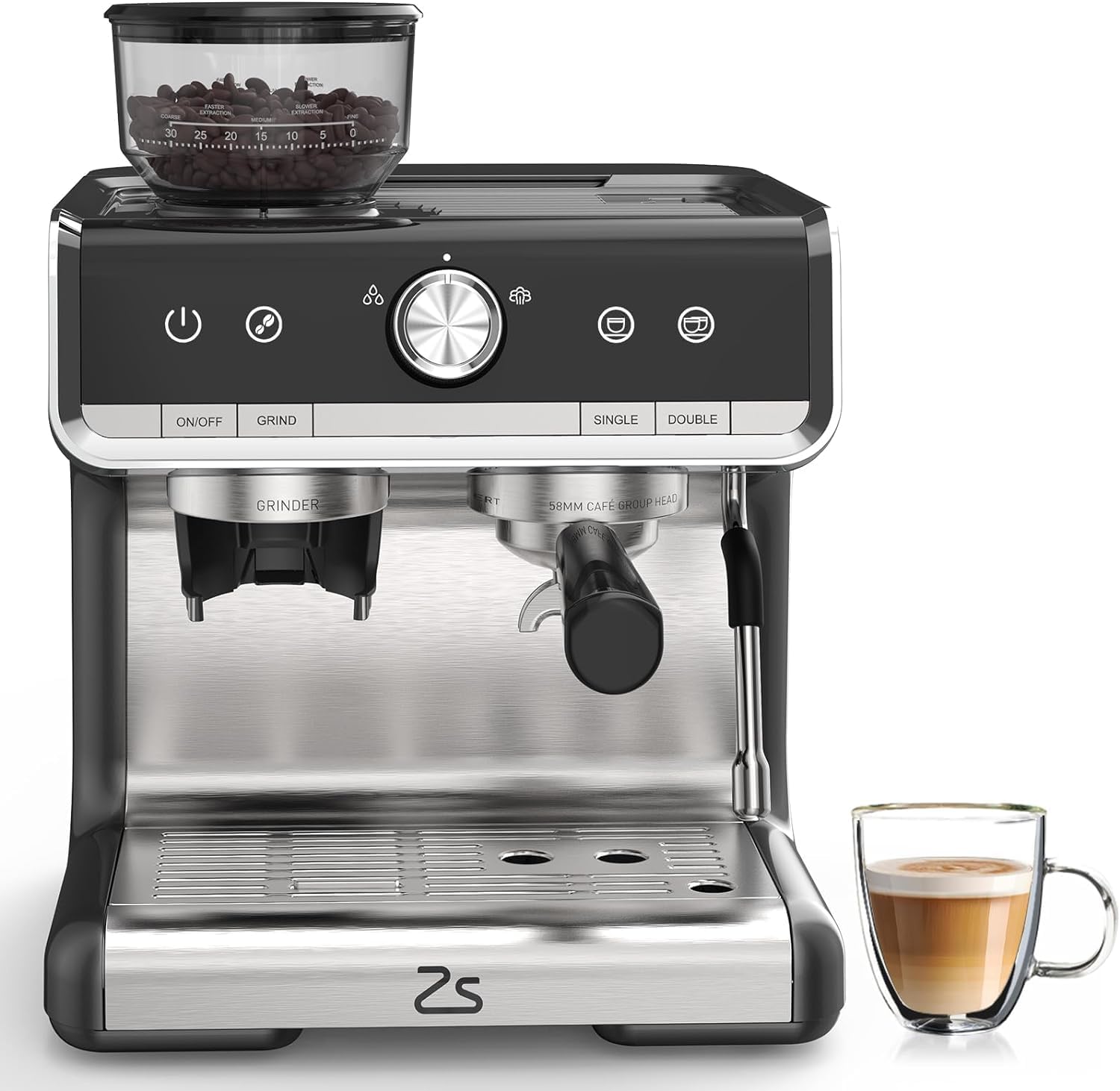 Expresso Coffee Machines With Grinder, Espresso Machine 20 Bar With 2.8 L Water Tank, Semi-Automatic Espresso Maker With Milk Frother Steamer Wand For Cappuccino, Latte, Macchiato