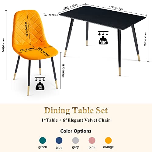 Homedot Kitchen Dining Table Set for 6,Upholstered Home Chair Comfortable Dining Chair Ergonomic Design with Durable Metal Legs for Kitchen,Restaurant,Dining Room