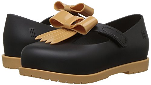 Mini Melissa Kids' Mini Classic Baby Ii Mary Jane Flat,Black/Beige,8 Regular US Toddler