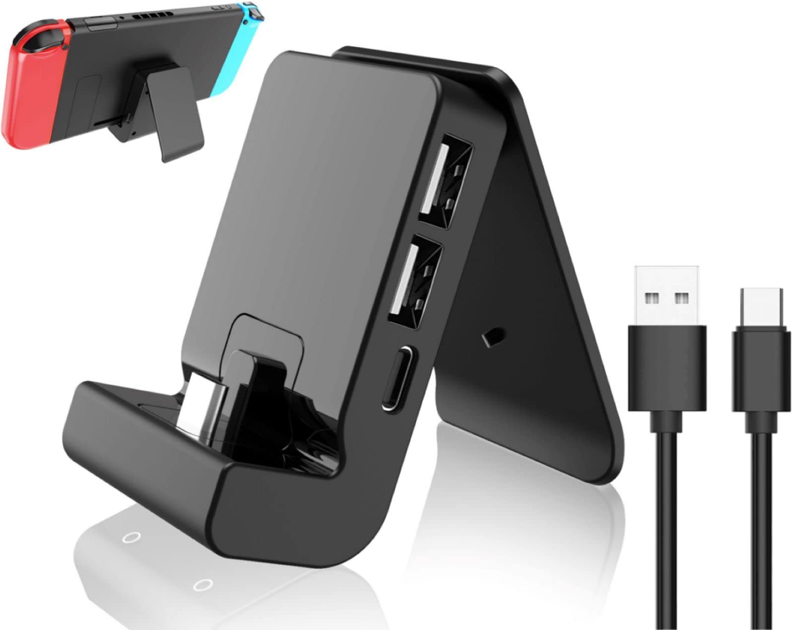 Switch TV Docking Station for Nintendo,Switch OLED Dock, Portable Adjustable Charging Dock 4K HDMI USB 3.0 Port Replacement with USB C Charging Cable for Official Nintendo Switch and Newest OLED Model