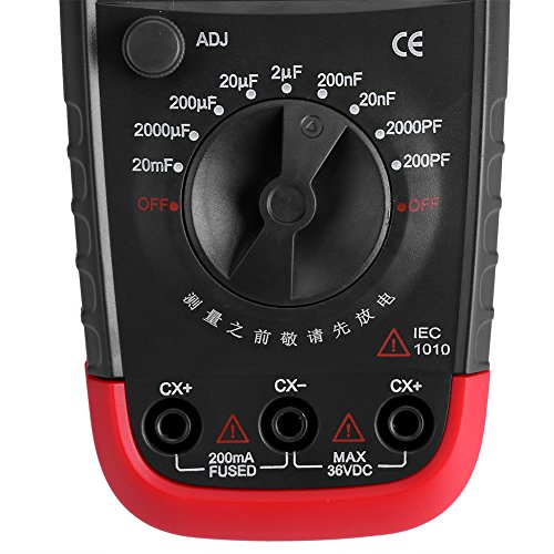 Digital Capacitance Meter Multimeter Professional Capacitor Tester 0.1pF - 20000uF with LCD Backlight and Safety Jacket Max 1999 Display