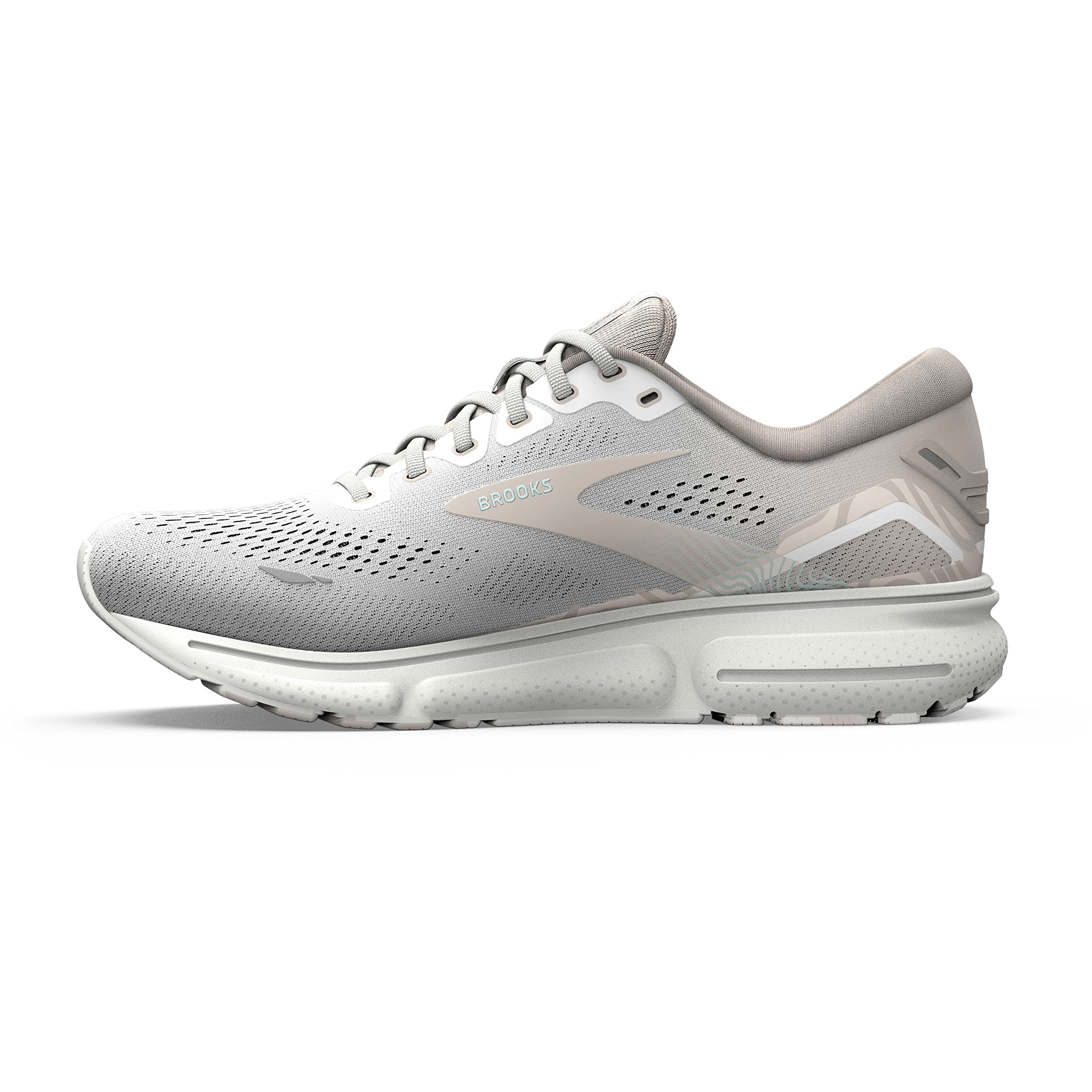 Brooks Women's Ghost 15 Neutral Running Shoe - White/Crystal Grey/Glass - 9 Medium