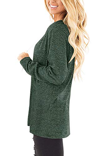 Jescakoo Fall Casual Tops for Women Cute Long Sleeve V Neck T Shirts Green L