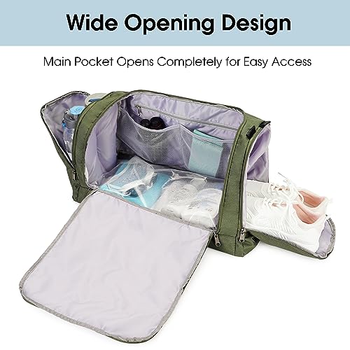 Gym Bag for Women Men Sports Backpack with Wet Pocket & Shoes Compartment Travel Duffle bag with Toiletry Bag Weekender Overnight Bag Carry On Backpack Army Green