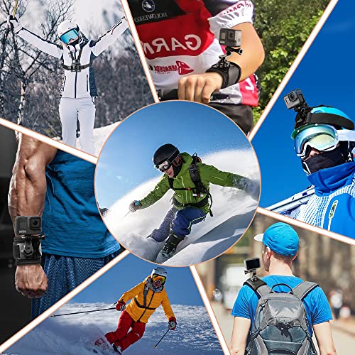 Taisioner Gopro Accessoies Chest Backpack Shoulder Body Wrist Head Strap Mount Photographic stabilization Durable Suitable for Gopro Hero 5/6/7/8/9/10/11 Osmo Action Insta360 Camera and Phone