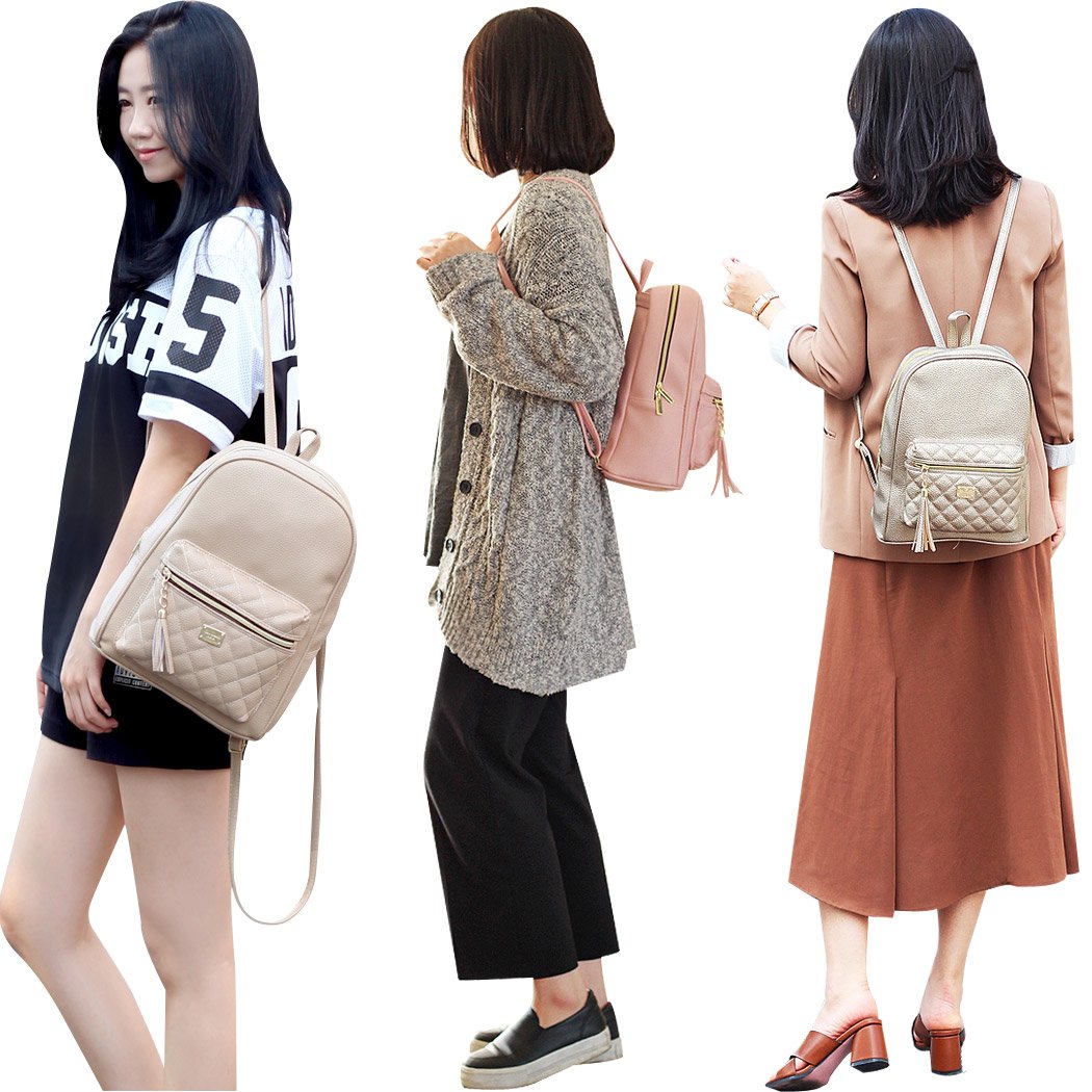 Copi Women's Simple Design Modern Cute Fashion small Casual Backpacks Pink, Not big bag