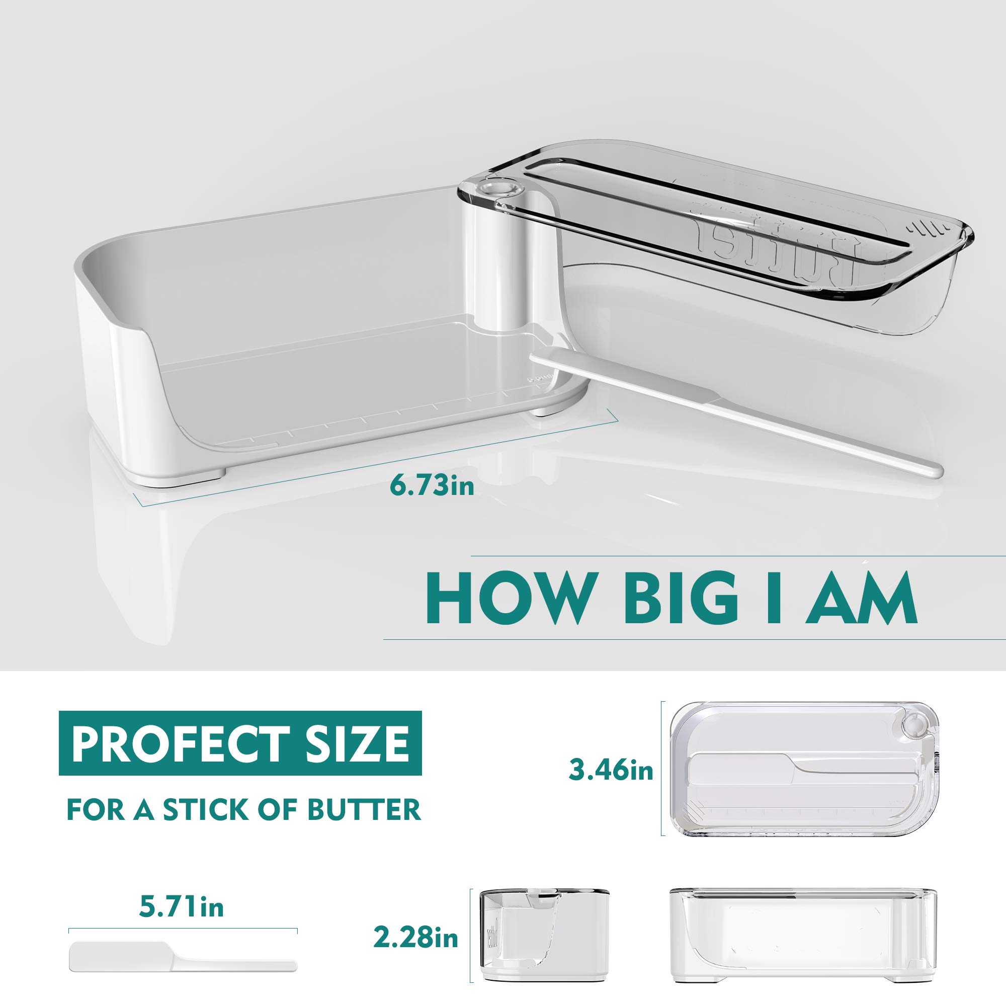 Butter Dish with Lid and Knife,Butter Container with 180° Rotating Sealing Flip-Top,Butter Keeper for Countertop or Fridge,Plastic Butter Holder Container, BPA-Free, Freezer Safe, Hand Wash (White)
