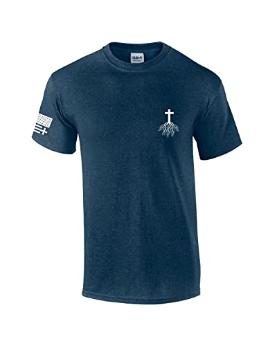 Mens Christian Bible Emergency Numbers Scripture Short Sleeve T-Shirt Graphic Tee-Heather Navy-Small