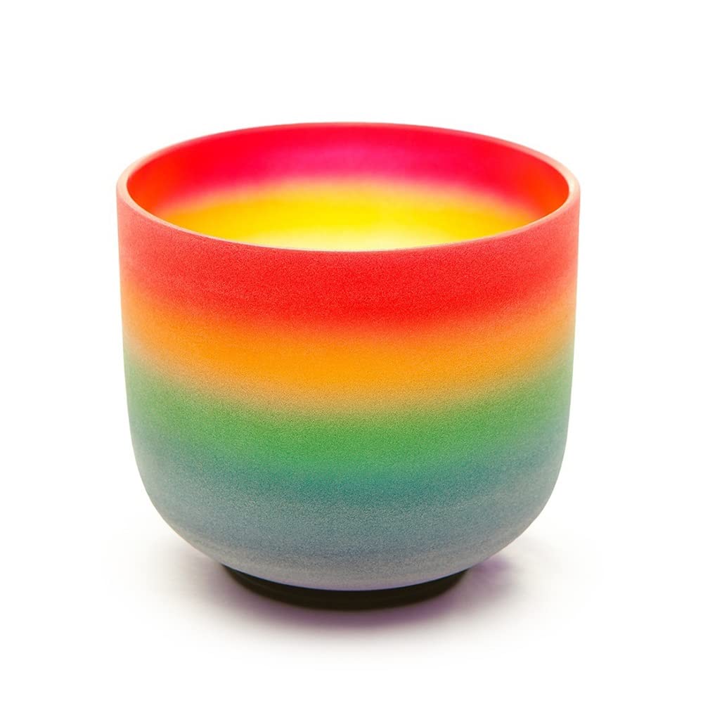 XINAN 440Hz Frosted Quartz Crystal Rainbow Bowl with Rubber Mallet & O-Ring, for Meditation, Yoga, Spiritual Healing (Color : B Note Crown, Size : 6 Inch)